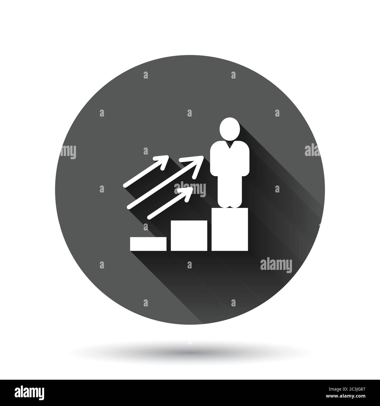 People with growth arrow icon in flat style. Work strategy vector ...