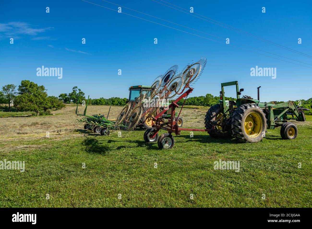 Mowing equipment on a farm in the bluegrass area of Kentucky Stock ...