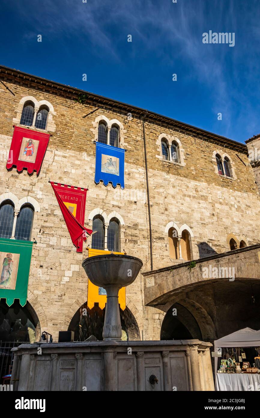 June 1, 2019 - Bevagna, Perugia, Umbria, Italy. The medieval Palazzo ...
