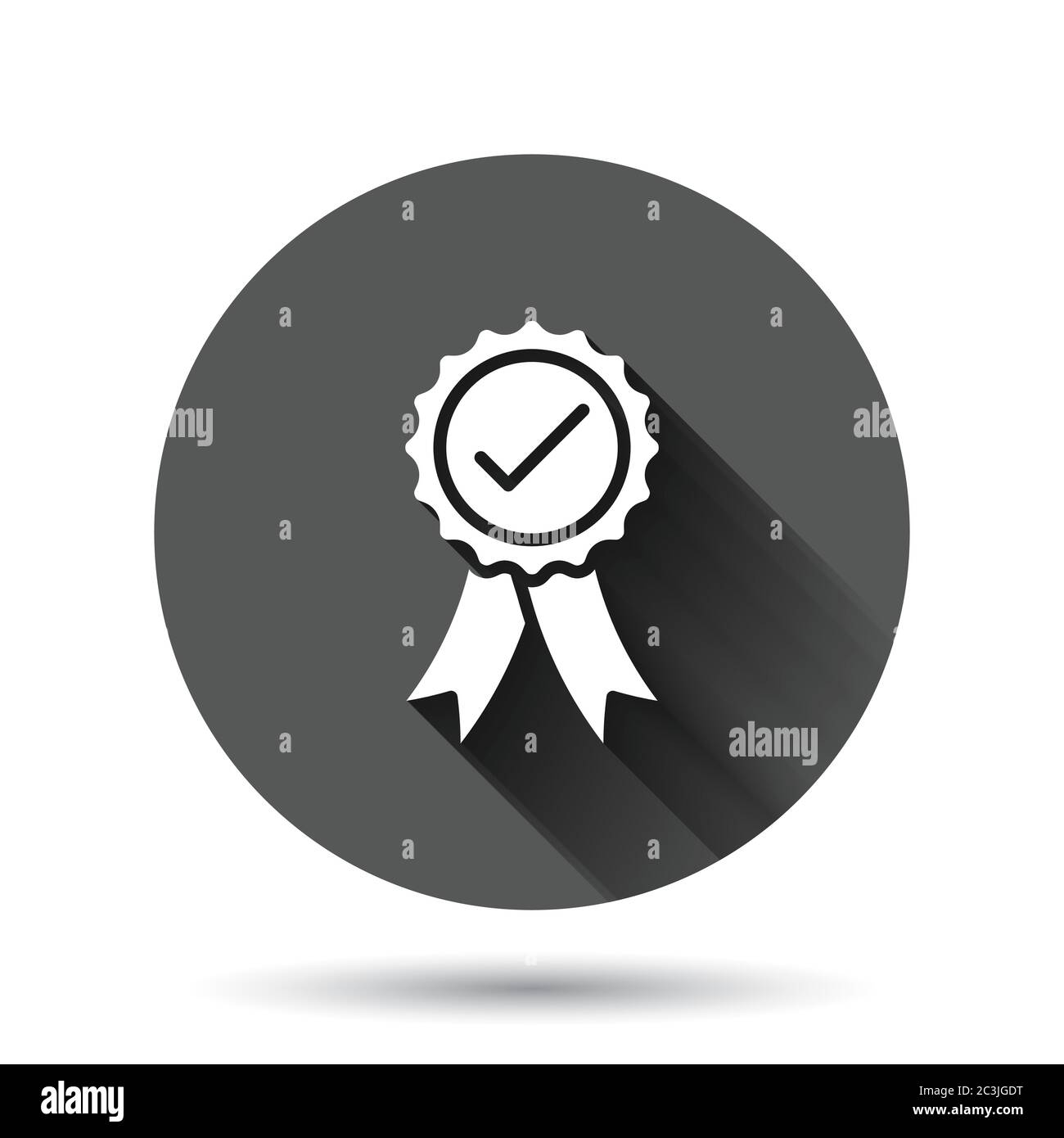 Winner with check mark icon in flat style. Rosette award vector ...