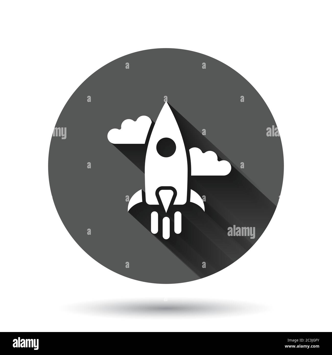 Rocket icon in flat style. Spaceship launch vector illustration on ...