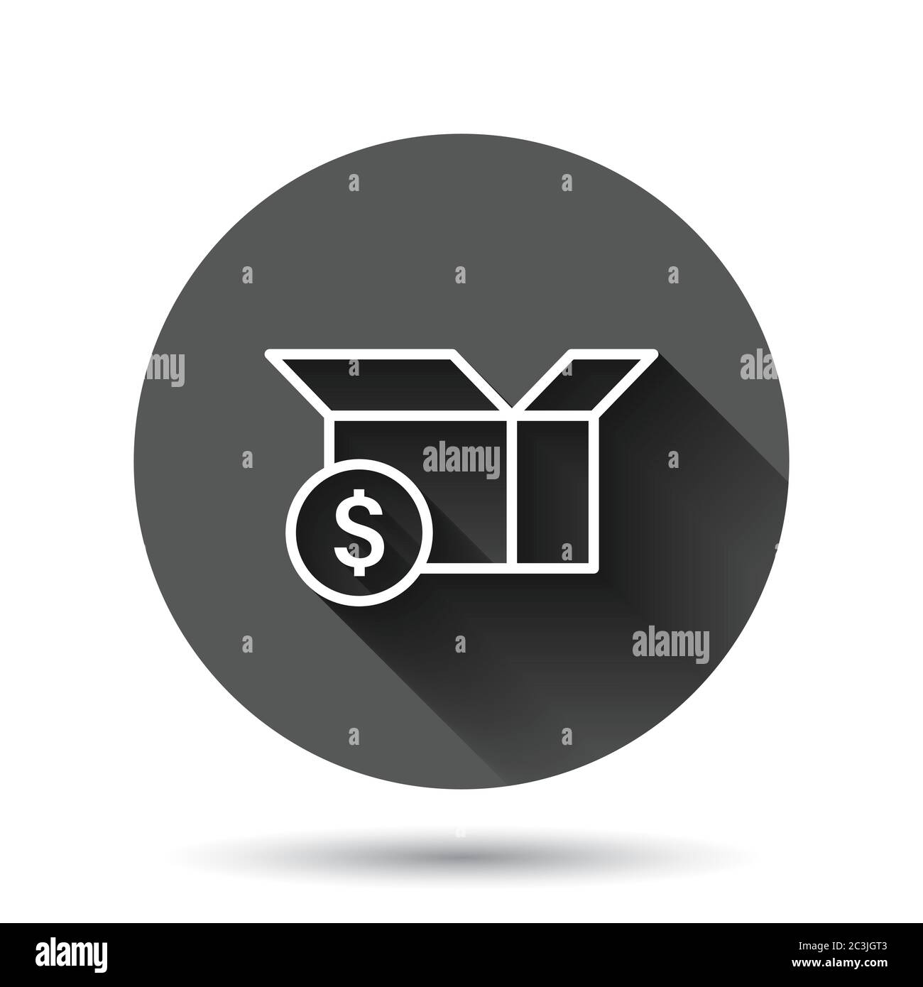 Shipping box with dollar icon in flat style. Container vector ...