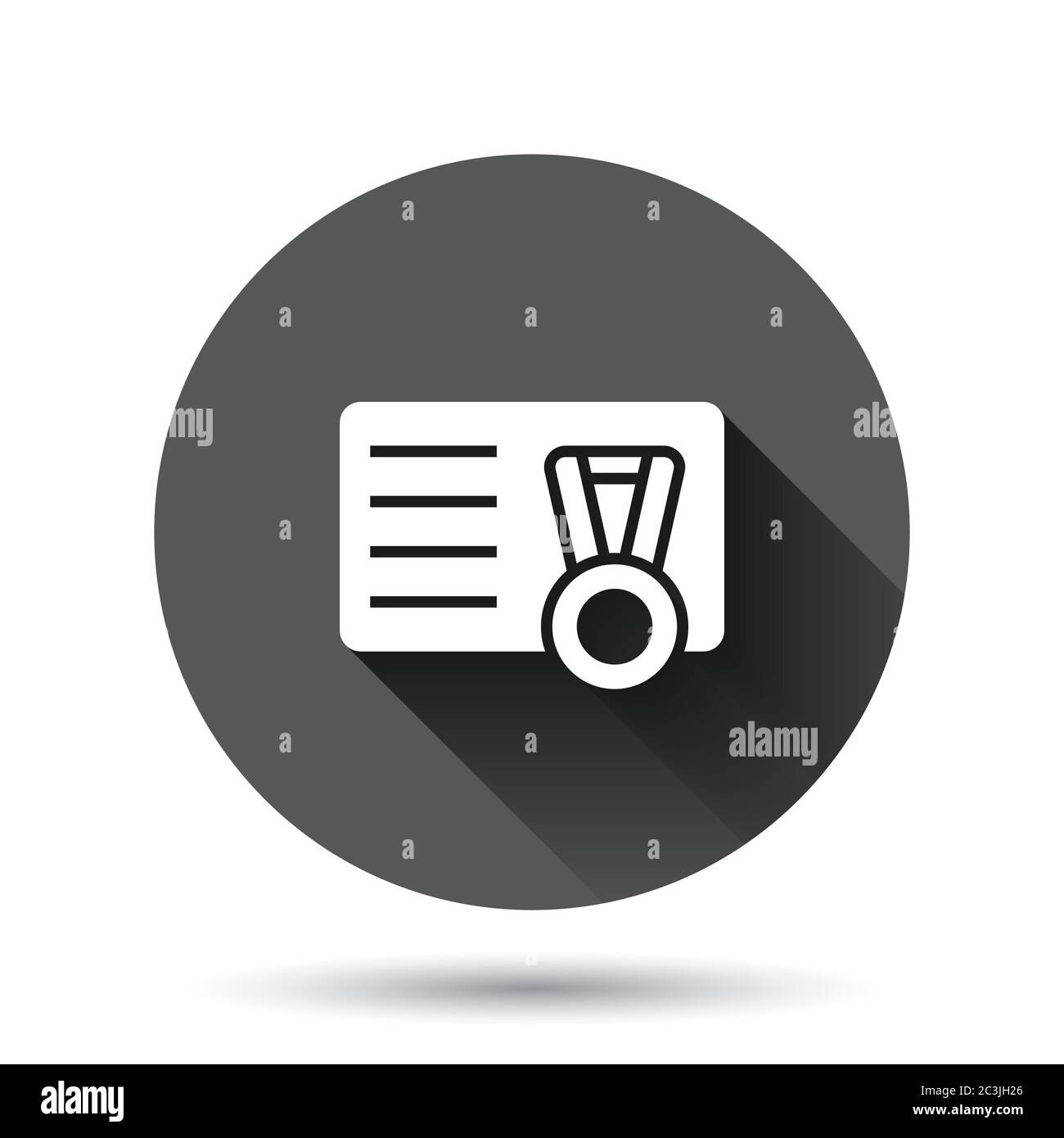 Vip card with medal icon in flat style. Document award trophy vector ...