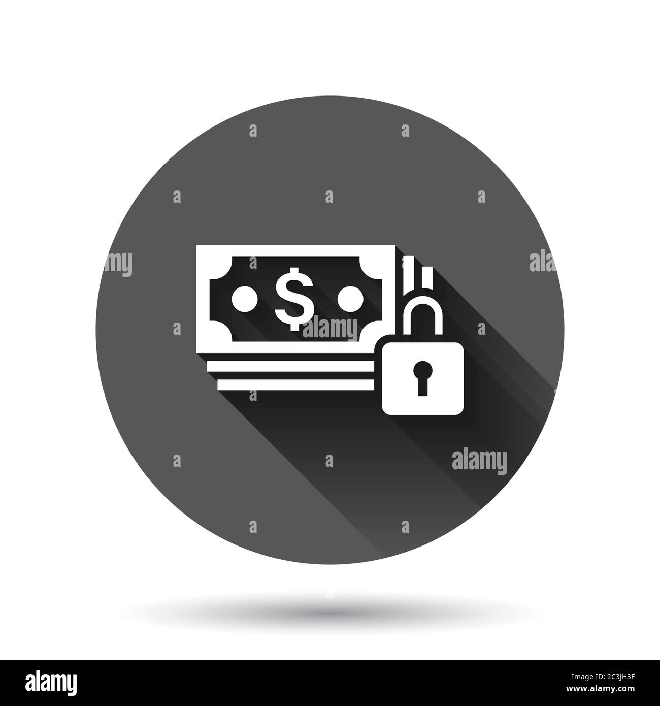 Dollar banknote with lock icon in flat style. Dollar cash safe vector ...