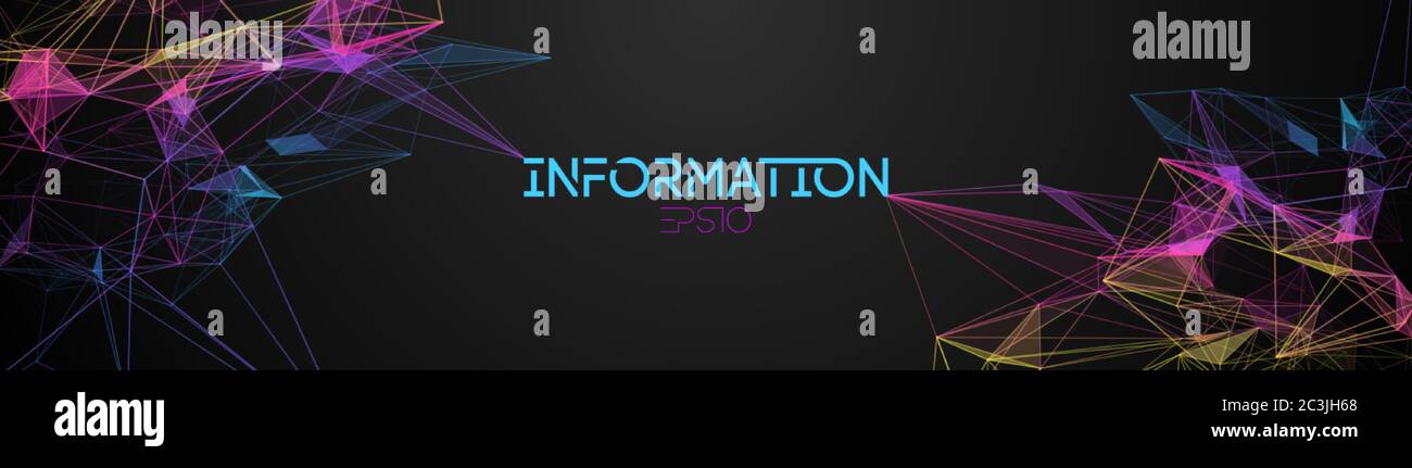 Big data web banner with colorful triangle particles. Information ...