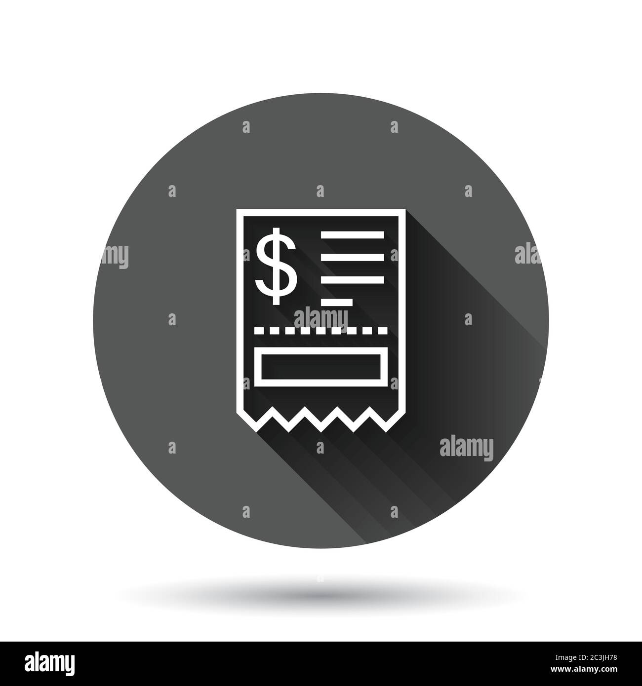 Money check icon in flat style. Checkbook vector illustration on black ...