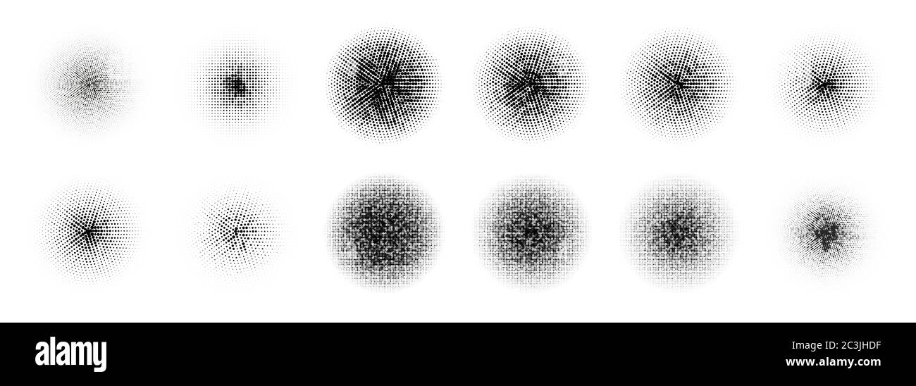 12 Halftone Circle BIG Set. Popart grange clipart. Abstract round ...