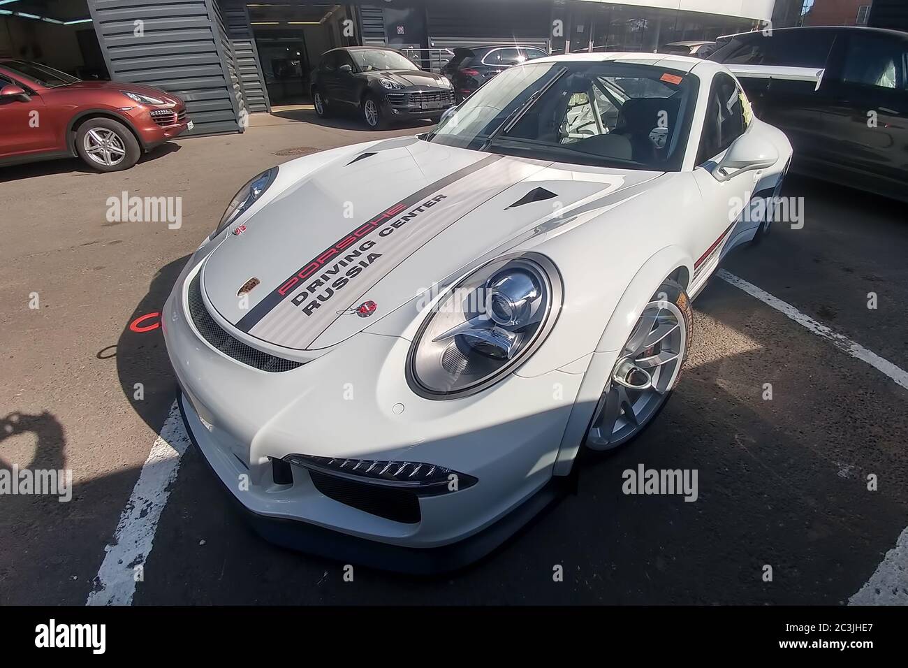 Moscow, Russia - May 05, 2019: White Porsche 911 GT3 RS Cup parked on ...
