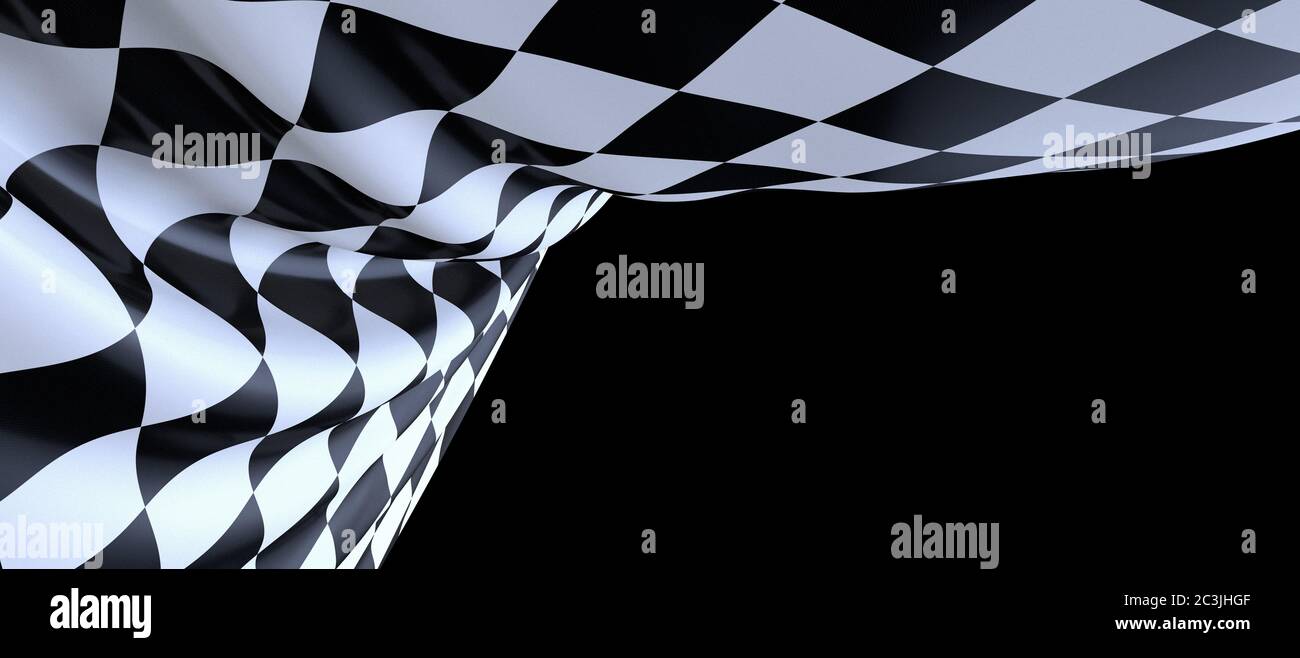 Panoramic shot of a finish line flag on a black background Stock Photo ...