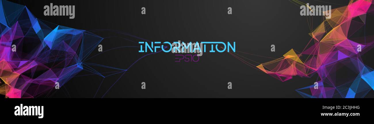 Big data web banner with colorful triangle particles. Information ...