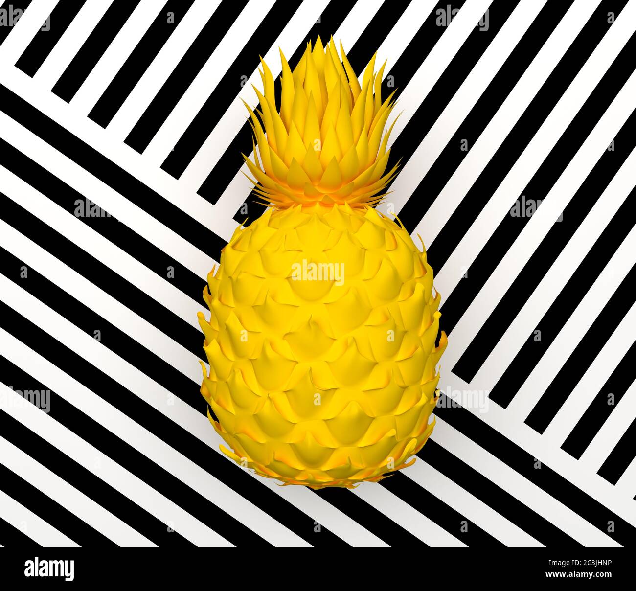 Alone yellow abstract pineapple isolated on a background with a black ...