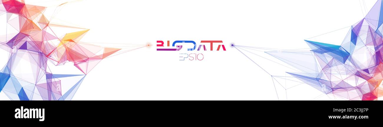Big data web banner with colorful triangle particles. Information ...