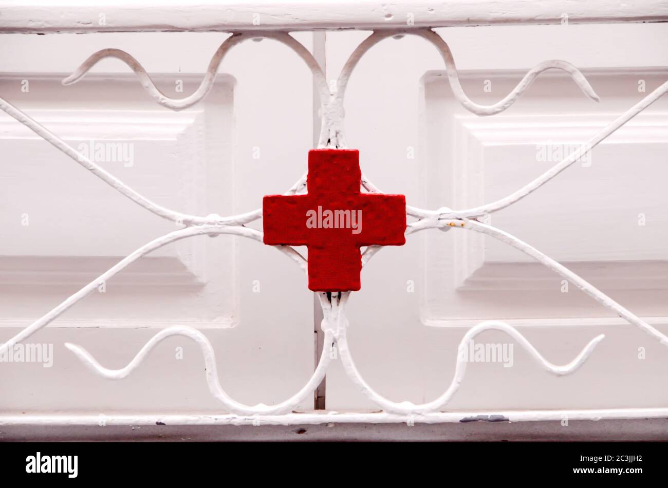 Red Cross Medical Sign Over a White Background Stock Photo - Alamy