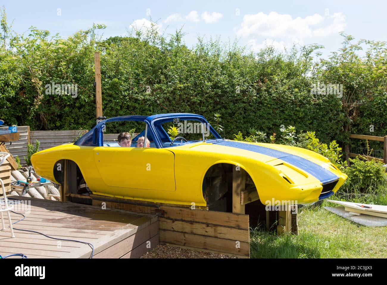 Testing a Lotus Elan +2 classic car being converted into a custom hot ...