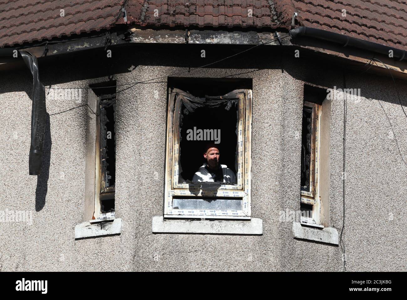 Forensic investigators at the scene of a fire at a flat in Paisley ...