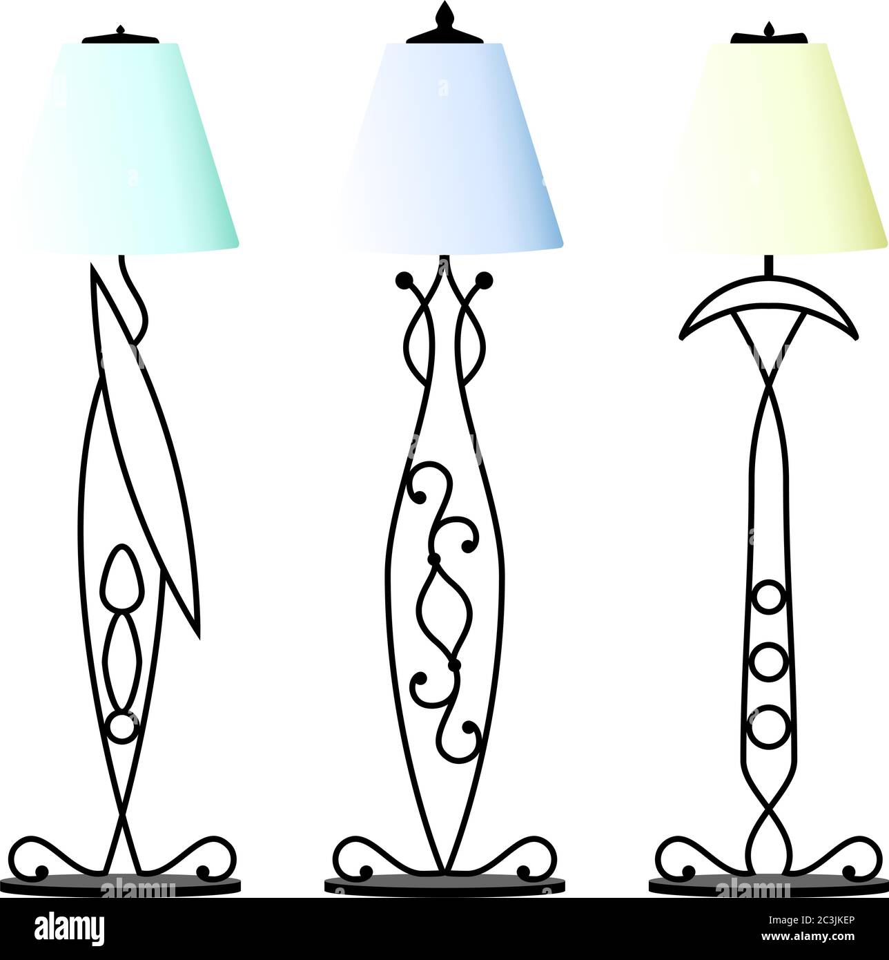 Wrought Iron Table Floor Lamp Vector Illustration Stock Vector Image ...