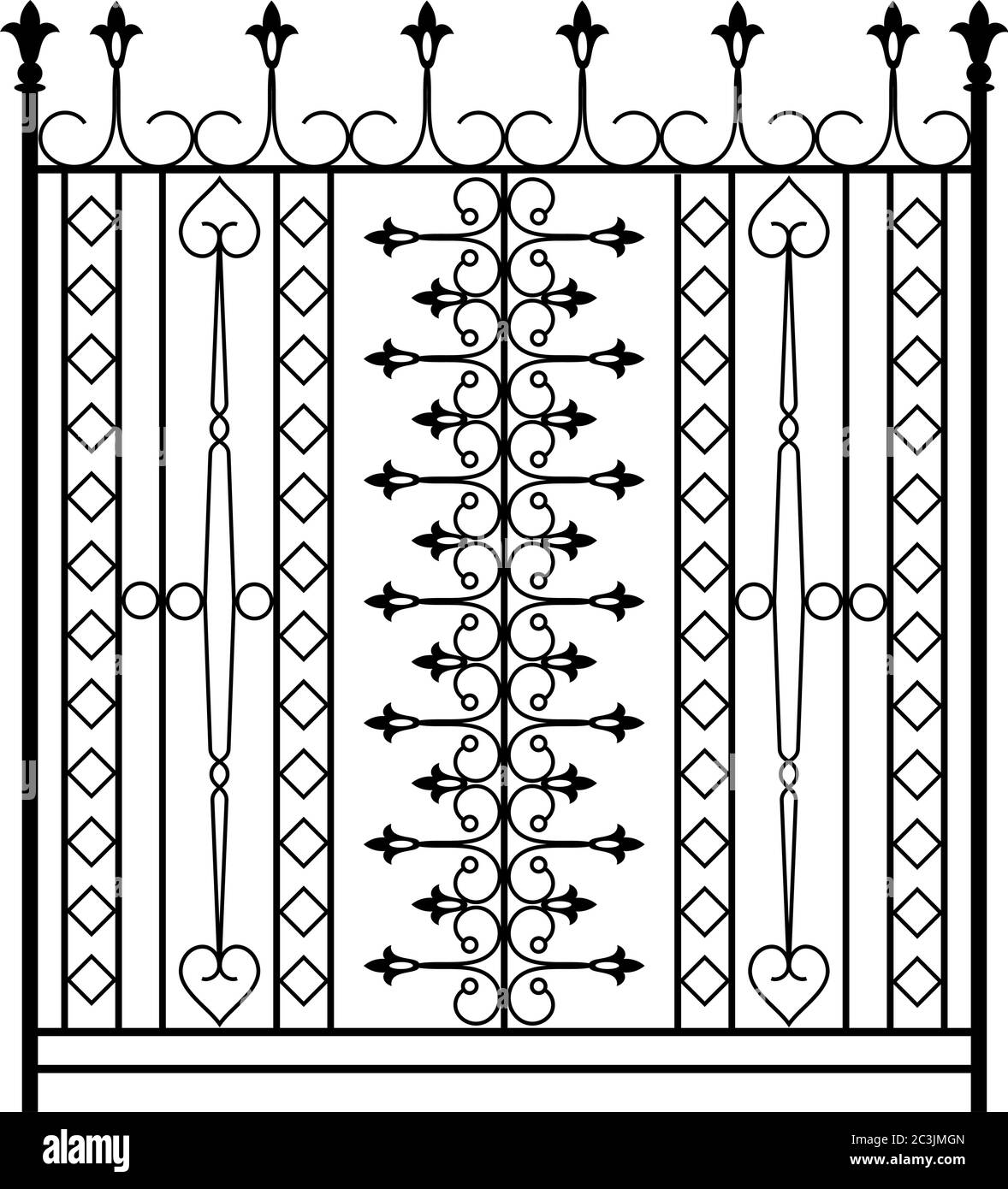 Wrought Iron Gate, Ornamental Design Vector Illustration Stock Vector ...