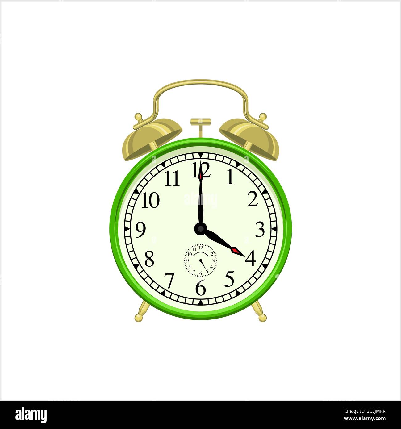 Alarm Clock Green, Flat Vector Illustration Stock Vector Image & Art ...