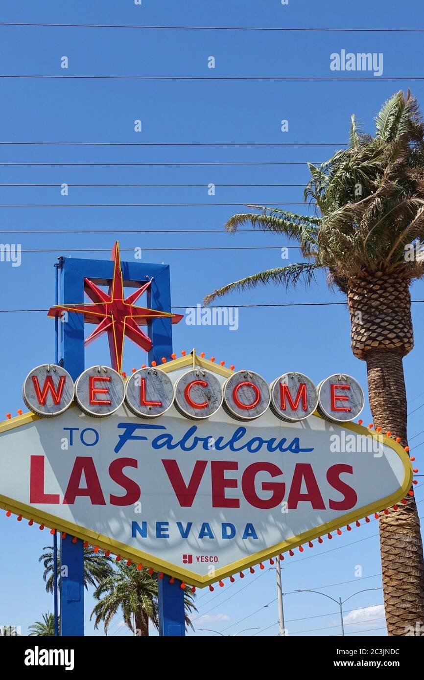 LAS VEGAS, NV -6 JUN 2020- Day view of the famous Welcome to Fabulous ...