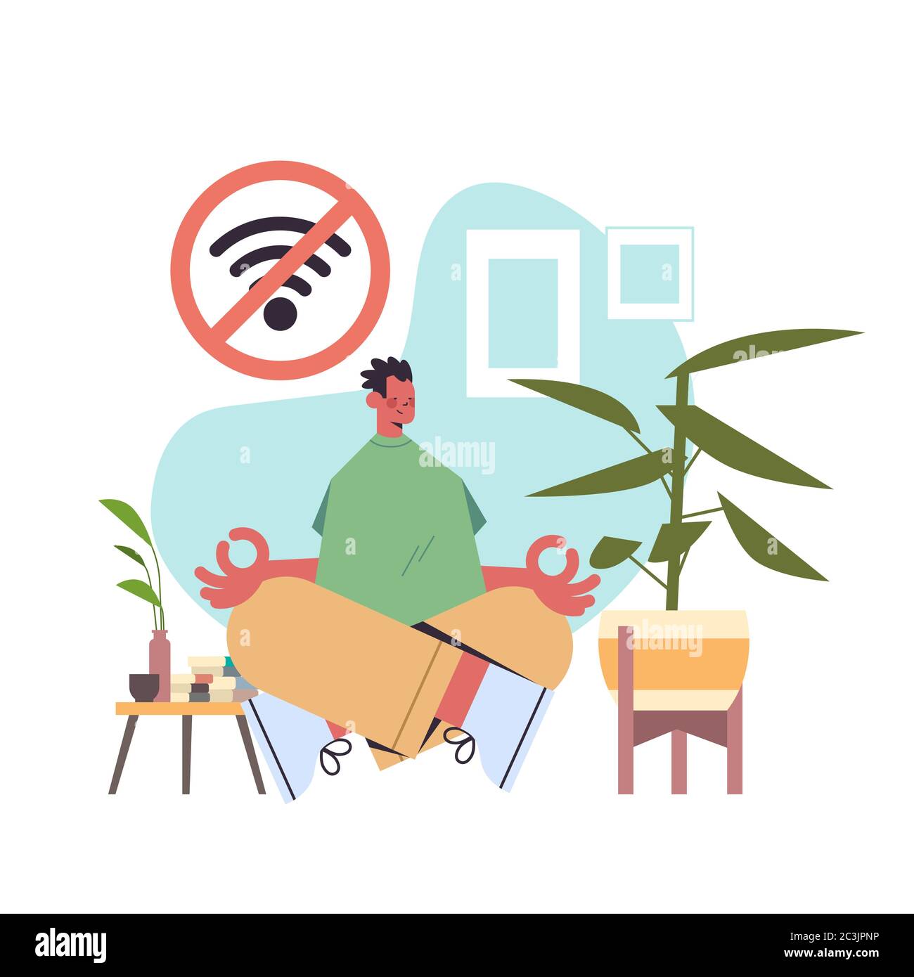 man sitting lotus pose and meditating digital detox offline activities ...