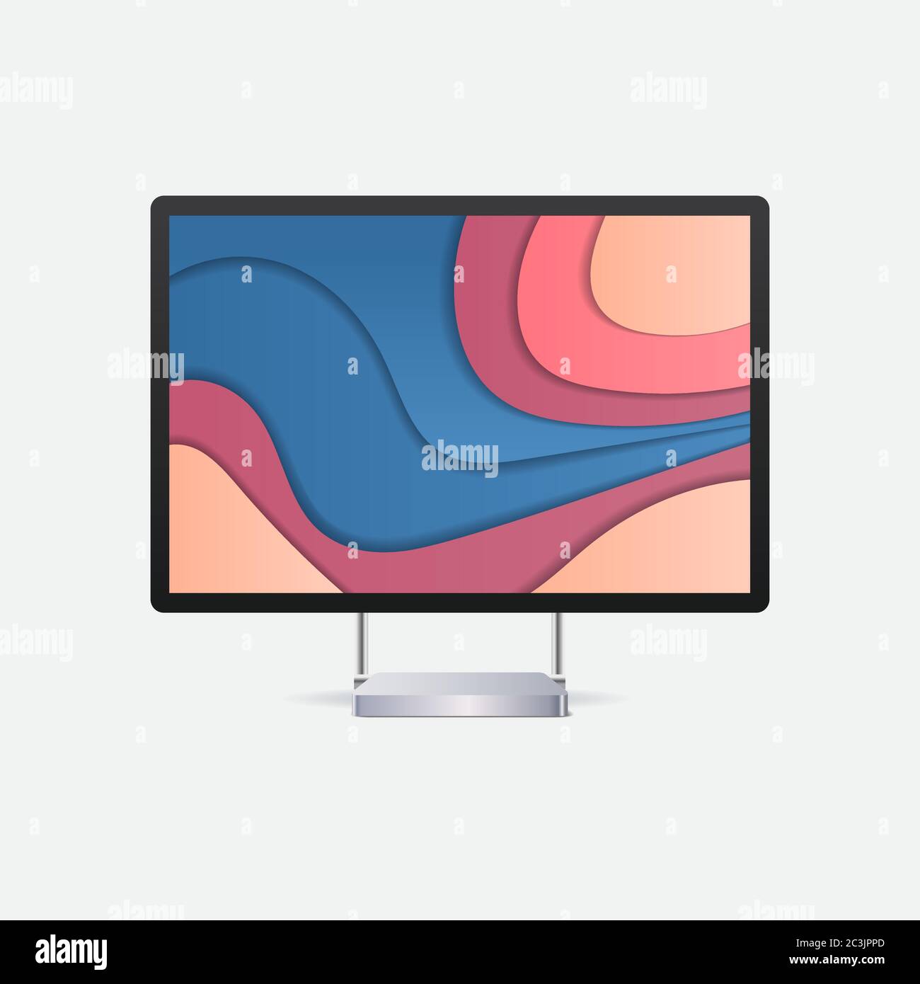 modern computer monitor with colored screen realistic mockup gadgets ...