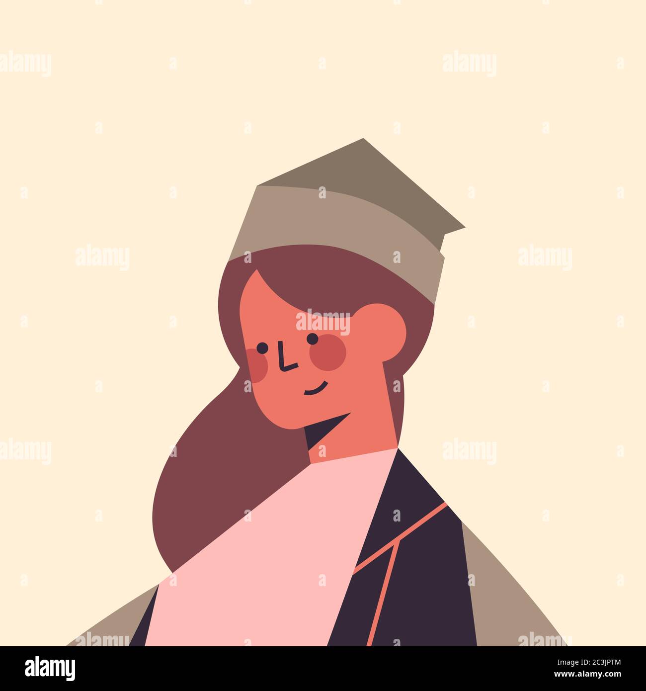 Cute Woman In Trendy Clothes Looking In Camera Smiling Girl Avatar Female Cartoon Character 