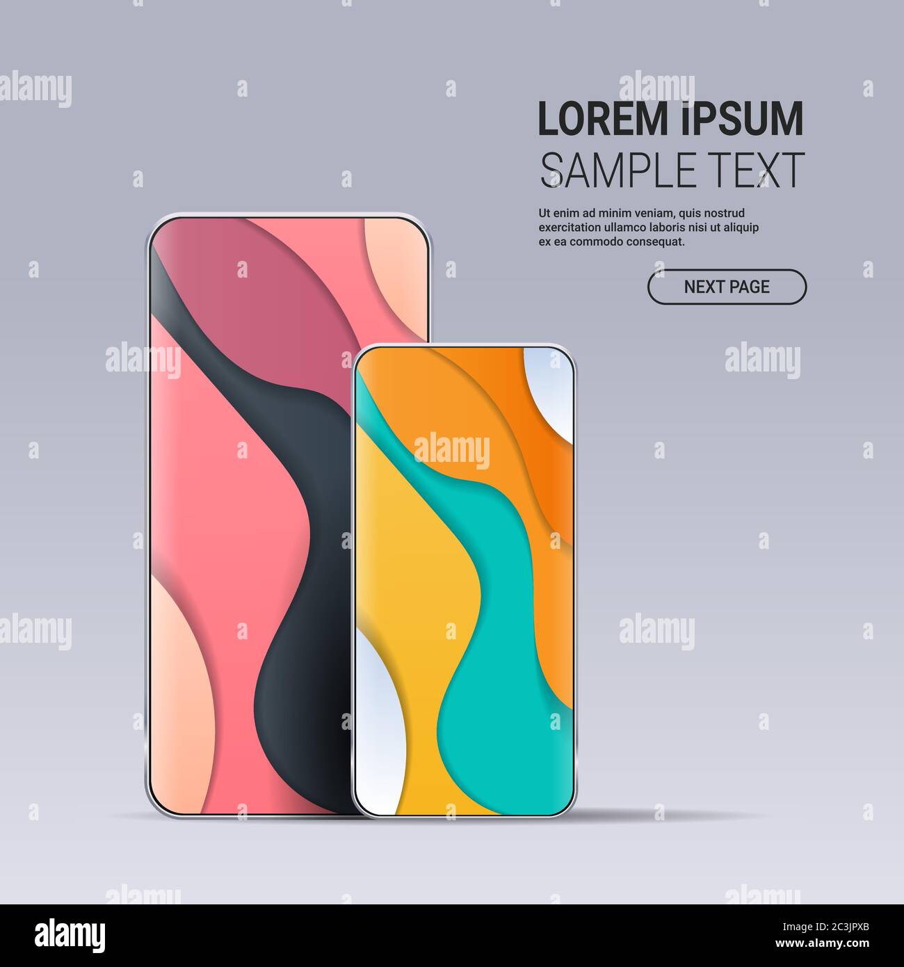 modern smartphones with colored screens realistic mockup gadgets and ...