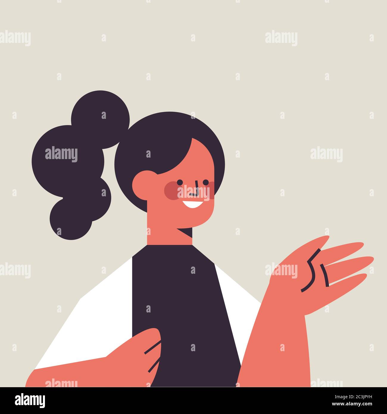 cute woman looking in camera smiling girl avatar female cartoon ...