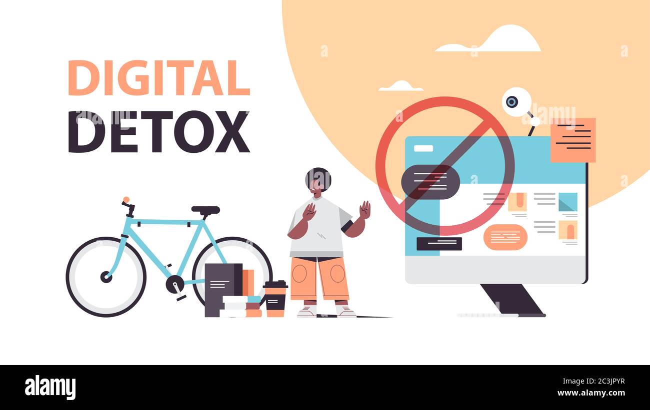 man making stop gesture with palm digital detox concept guy abandoning ...