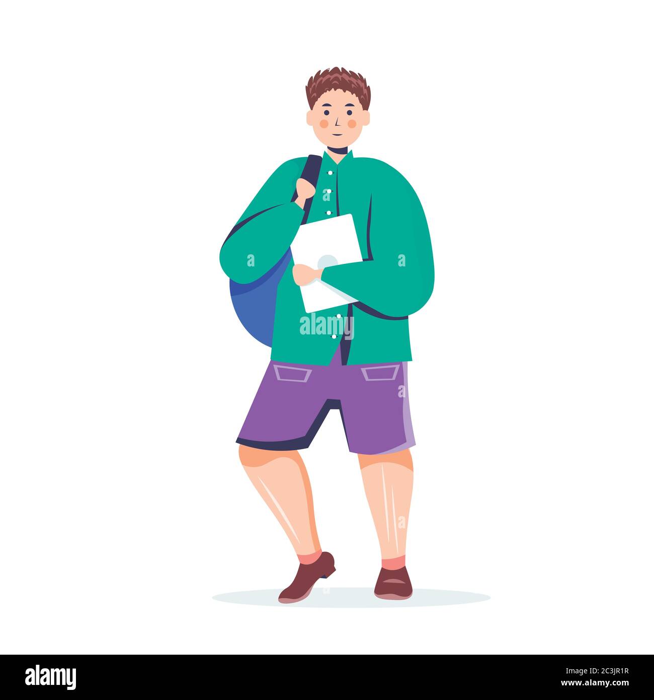 guy with backpack holding book student in casual trendy clothes male ...