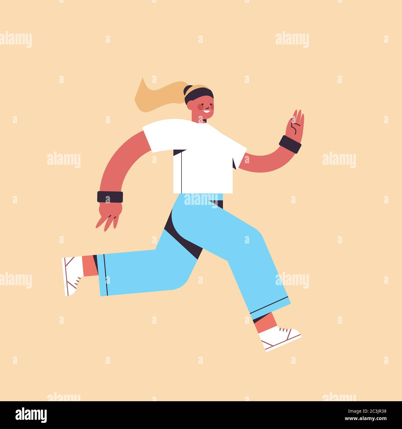 beautiful woman running girl spending time without gadgets digital ...