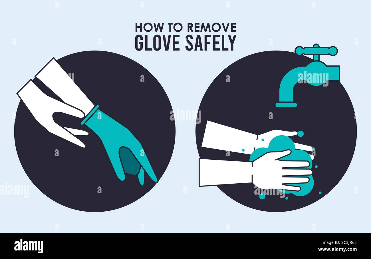 how to remove glove safely infographic vector illustration design Stock ...