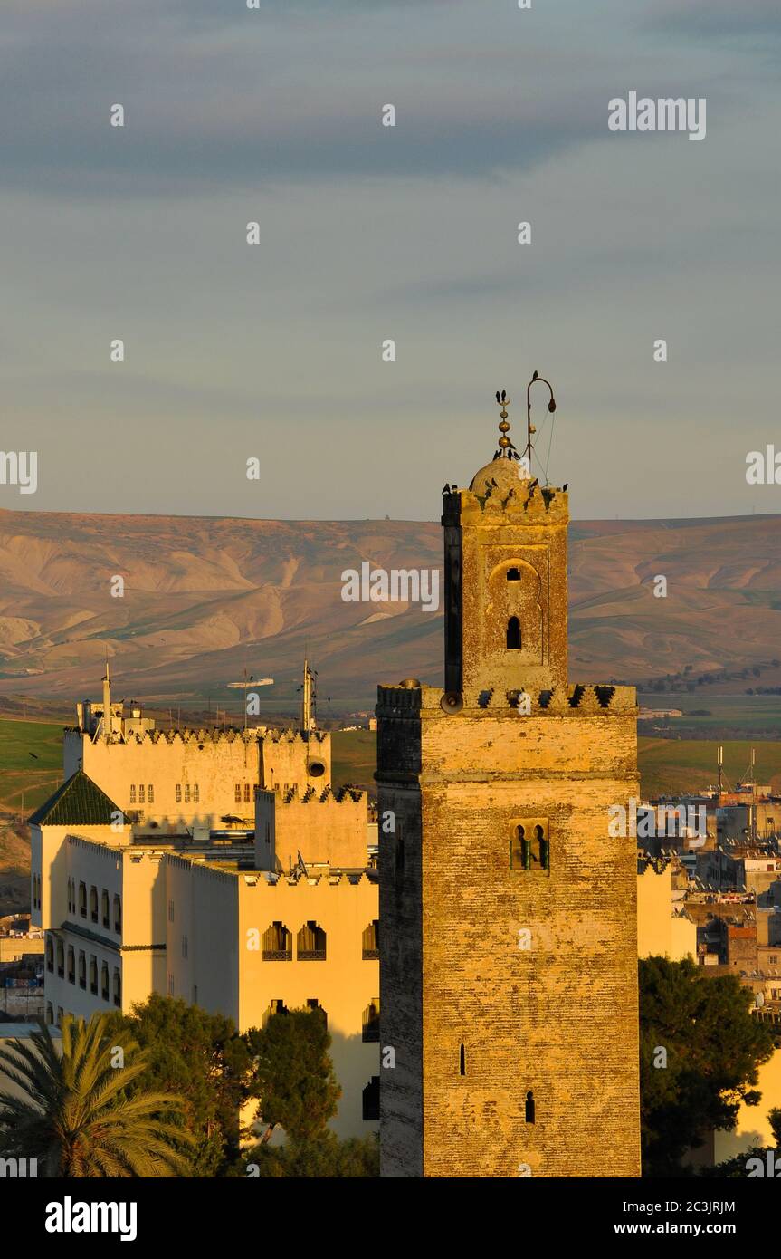 Arabic Muslim mosque tower in Fez, Morocco Stock Photo - Alamy