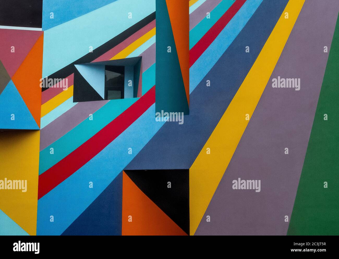 Facade of a colorful building with an abstract design in Eastbourne, UK ...