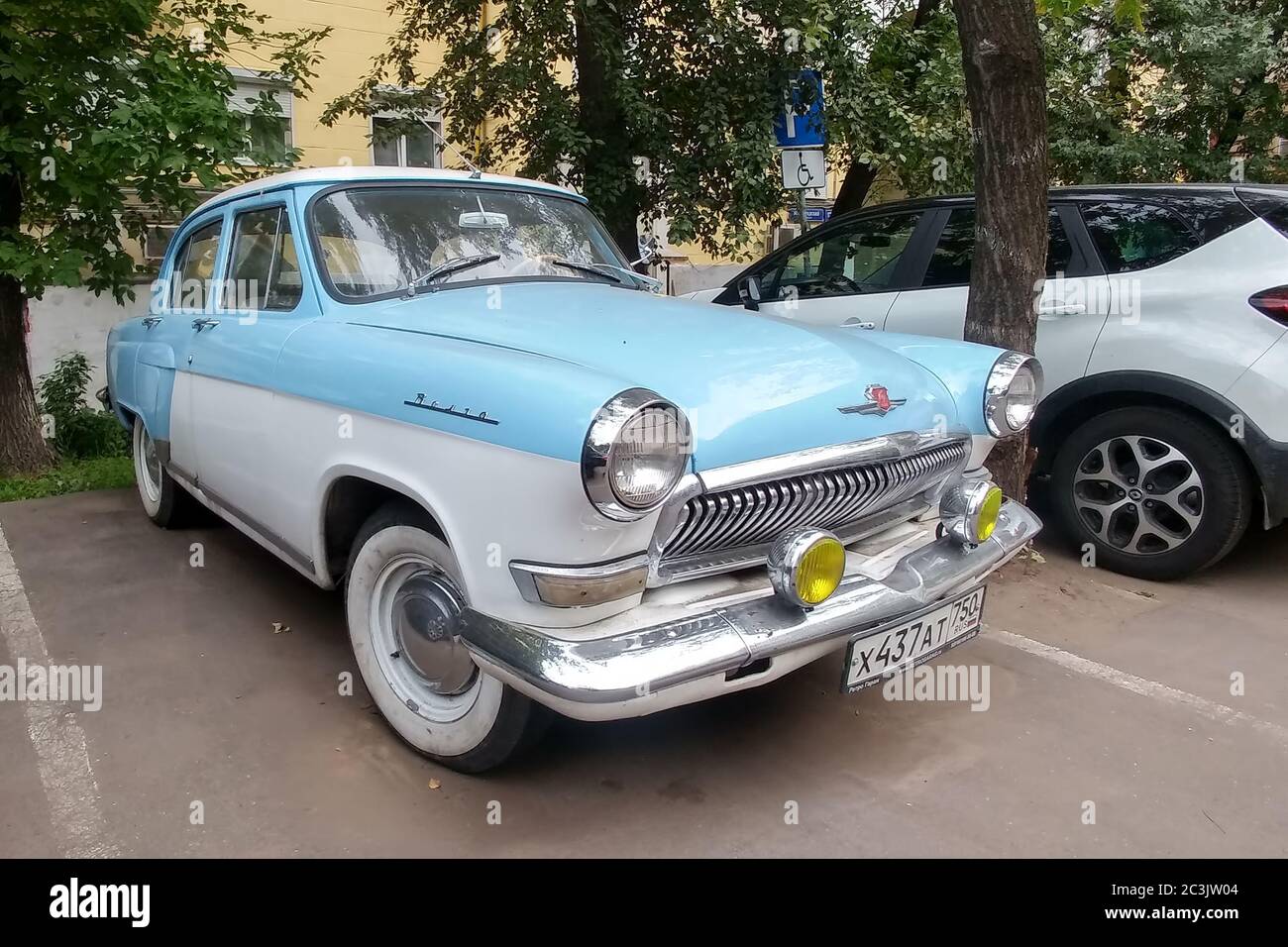 Moscow, Russia - May 05, 2019: The rare, restored Soviet car Gas 21 ...