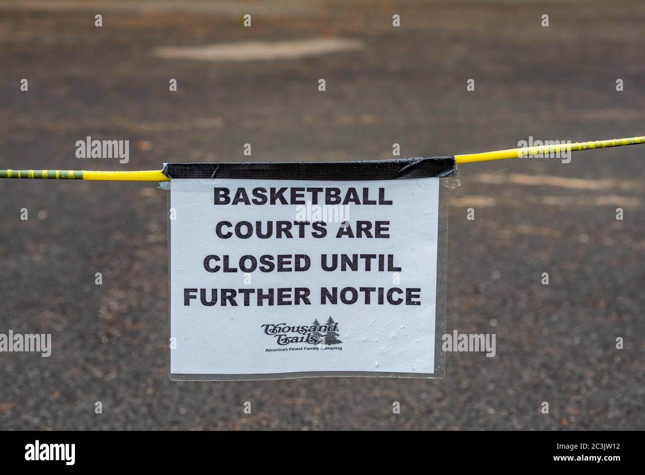 Closed notices for basketball courts in campground due to the Covid-19 ...