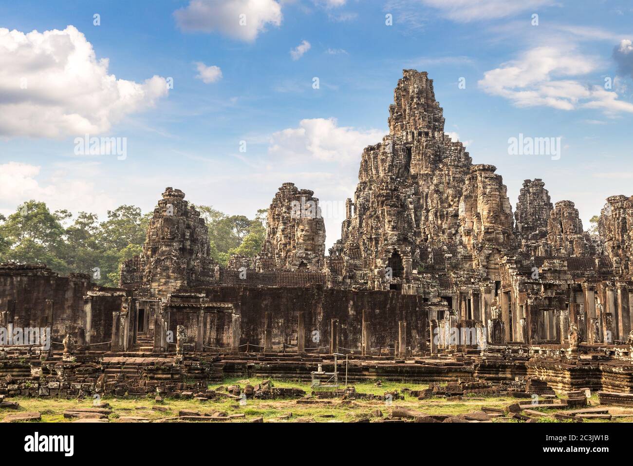 Bayon temple is Khmer ancient temple in complex Angkor Wat in Siem Reap ...