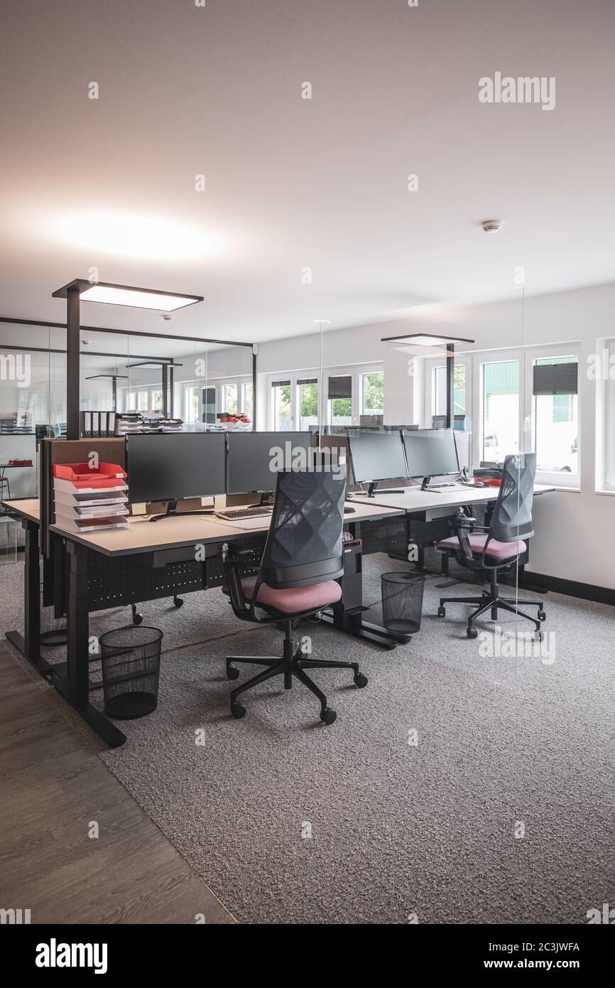 a modern equipped office workstation in an office building Stock Photo ...
