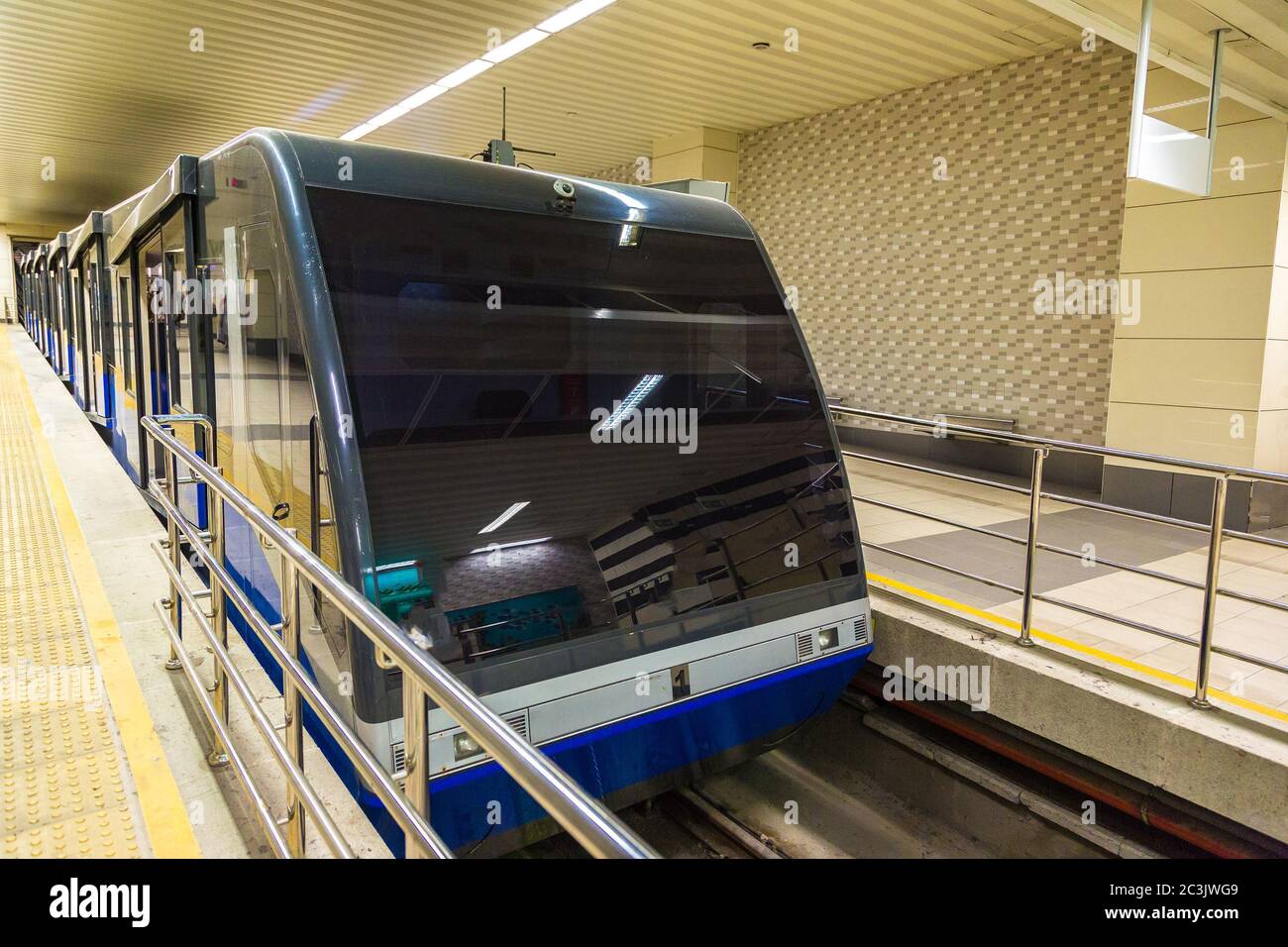 Modern tunnel funicular train in Istanbul in a summer day Stock Photo ...
