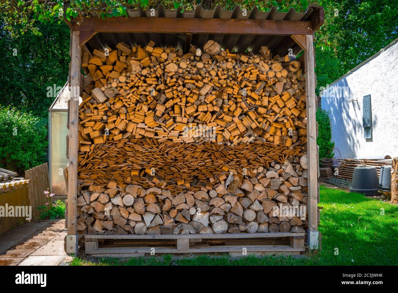 Firewood Pile in Grandpas Garden in Lower Bavaria Germany Stock Photo ...