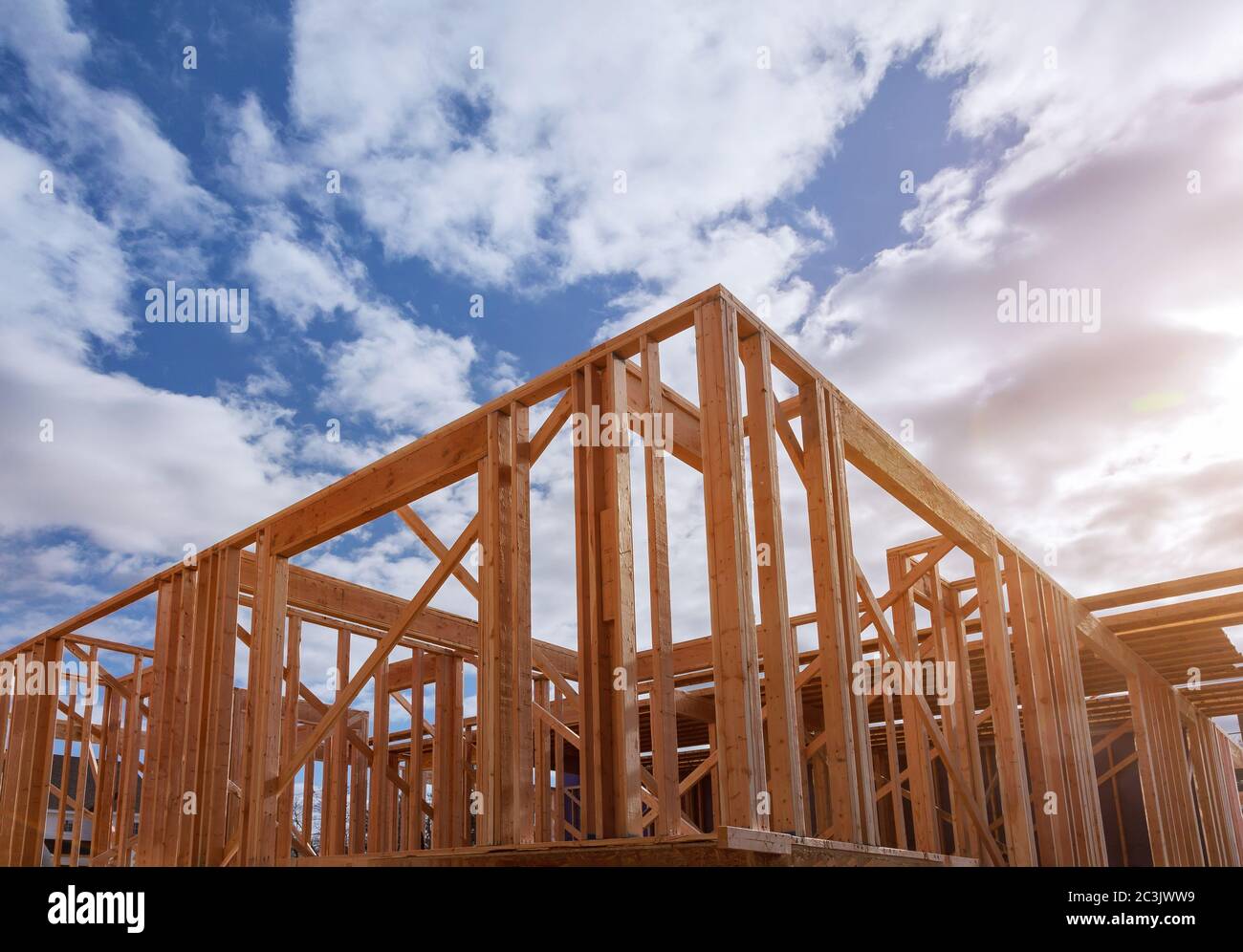 Framing beam of new house under construction home beam construction ...