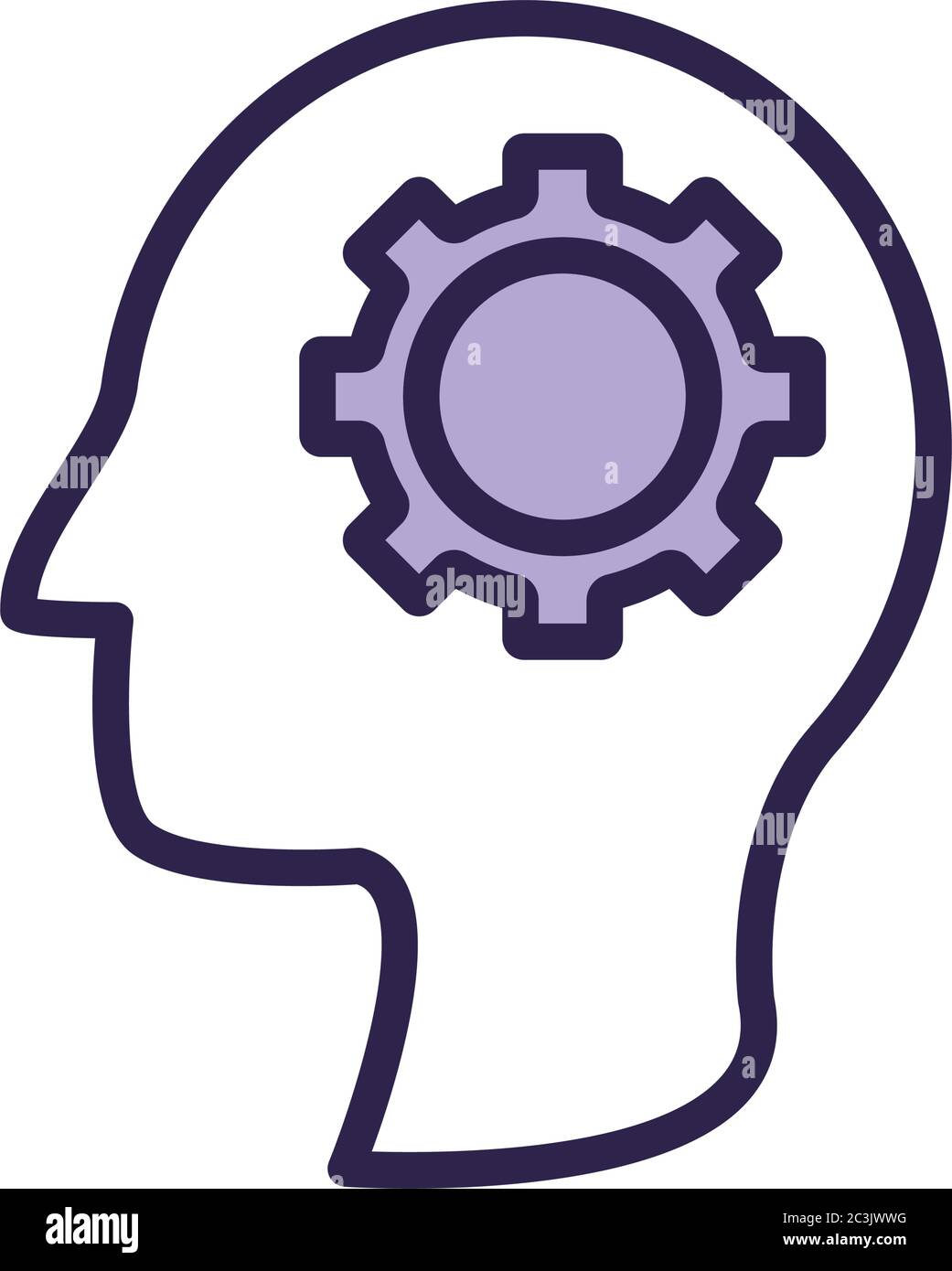 head human profile with gear line style icon vector illustration design ...