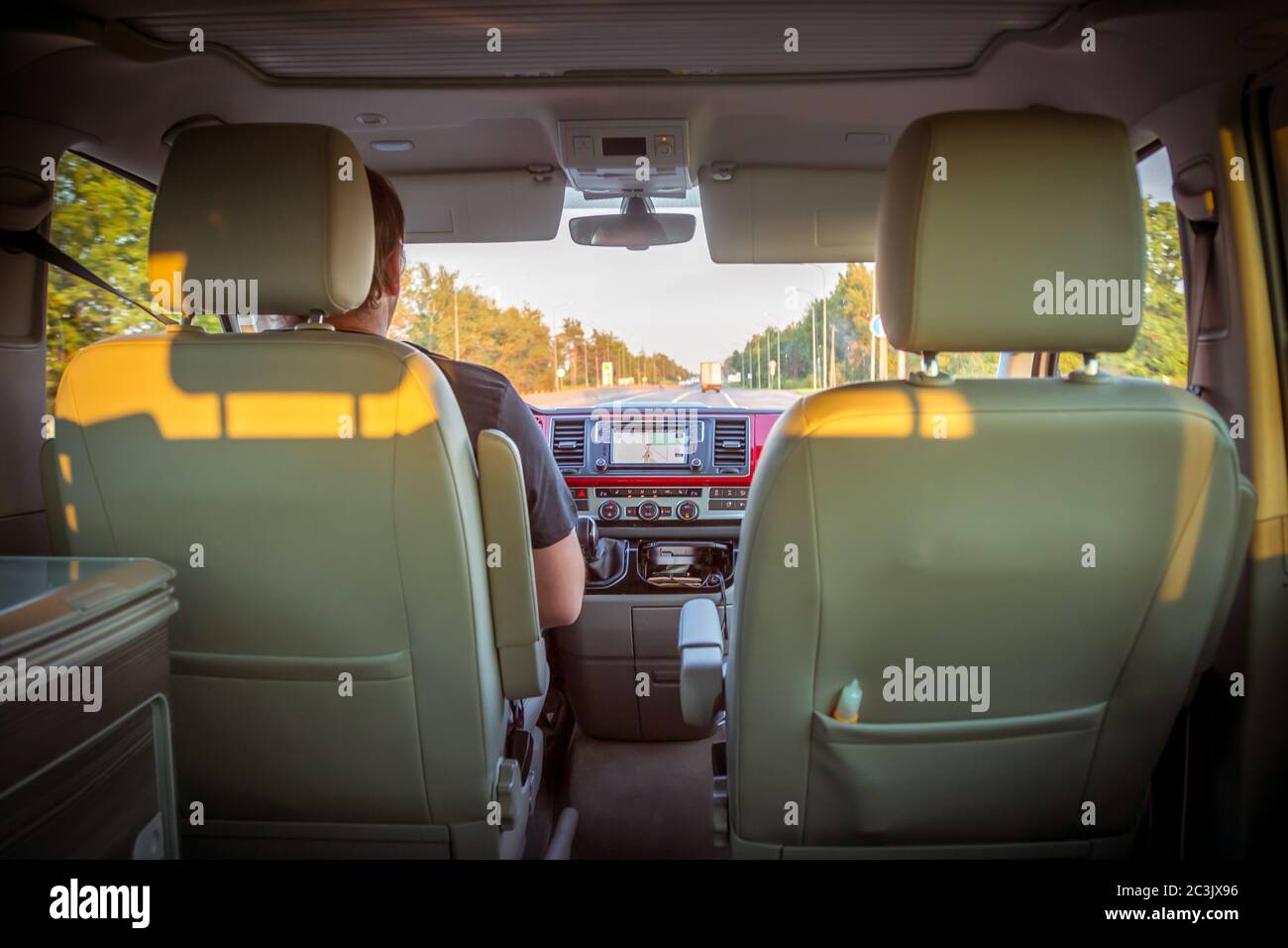 St. Petersburg, Russia - July 22, 2019: Interior of modern Volkswagen ...