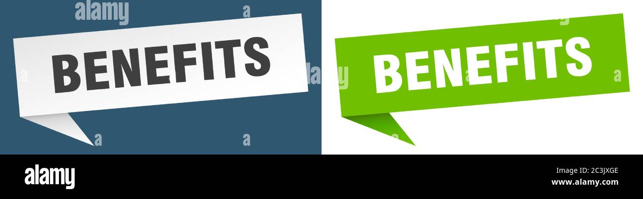 benefits banner. benefits speech bubble label set. benefits sign Stock ...