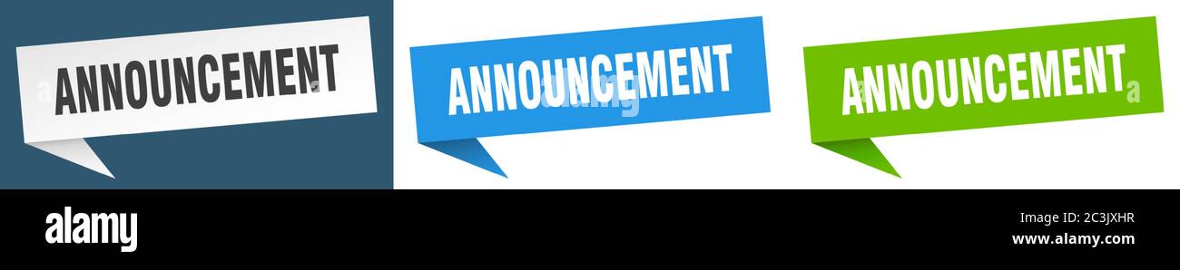 announcement banner. announcement speech bubble label set. announcement ...