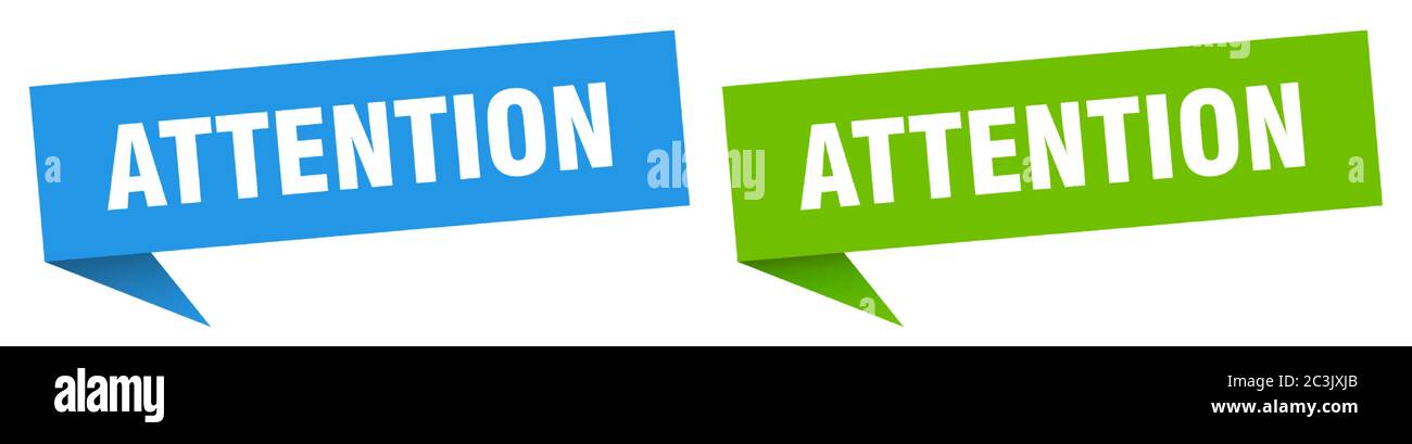 attention banner. attention speech bubble label set. attention sign ...