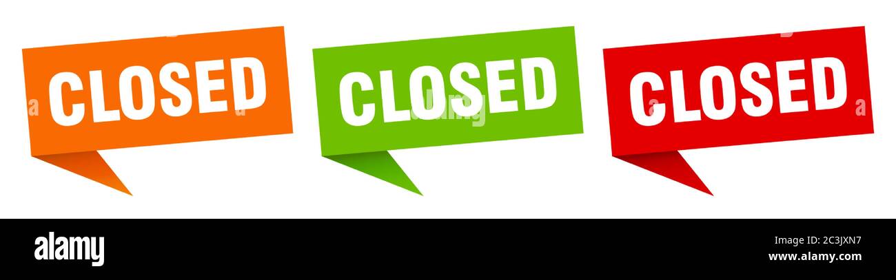 closed banner. closed speech bubble label set. closed sign Stock Vector ...