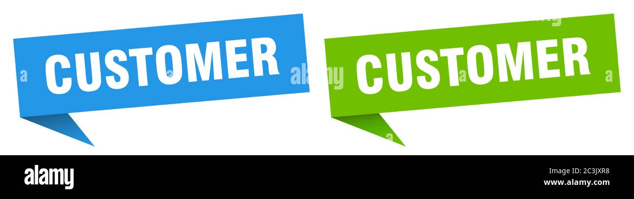 customer banner. customer speech bubble label set. customer sign Stock ...