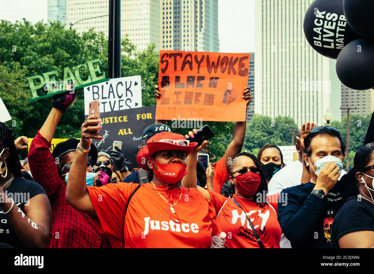 Grant Park, Chicago-June 19, 2020: Juneteenth Celebration. Community ...