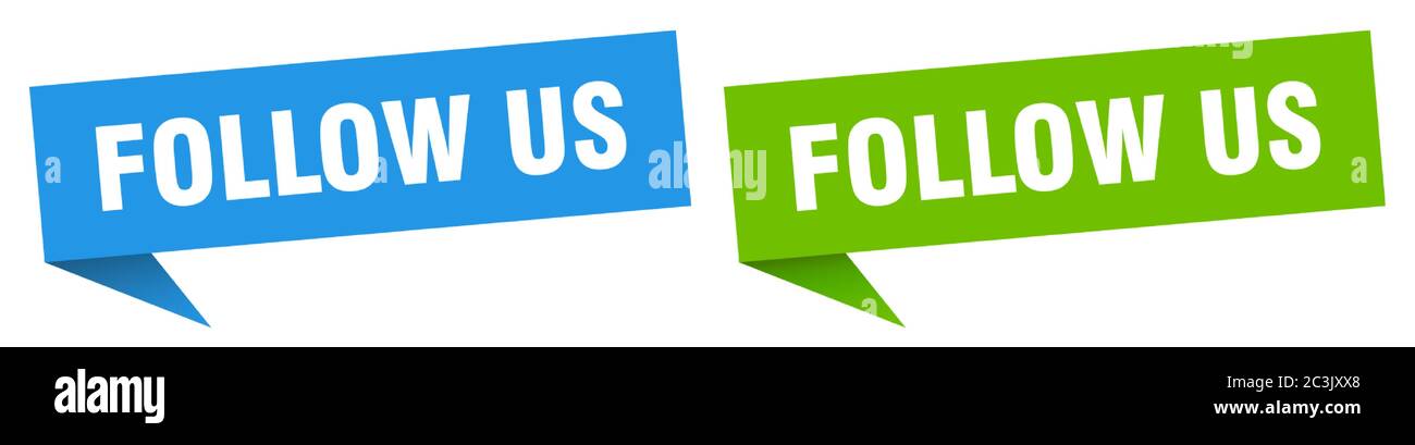 follow us banner. follow us speech bubble label set. follow us sign ...